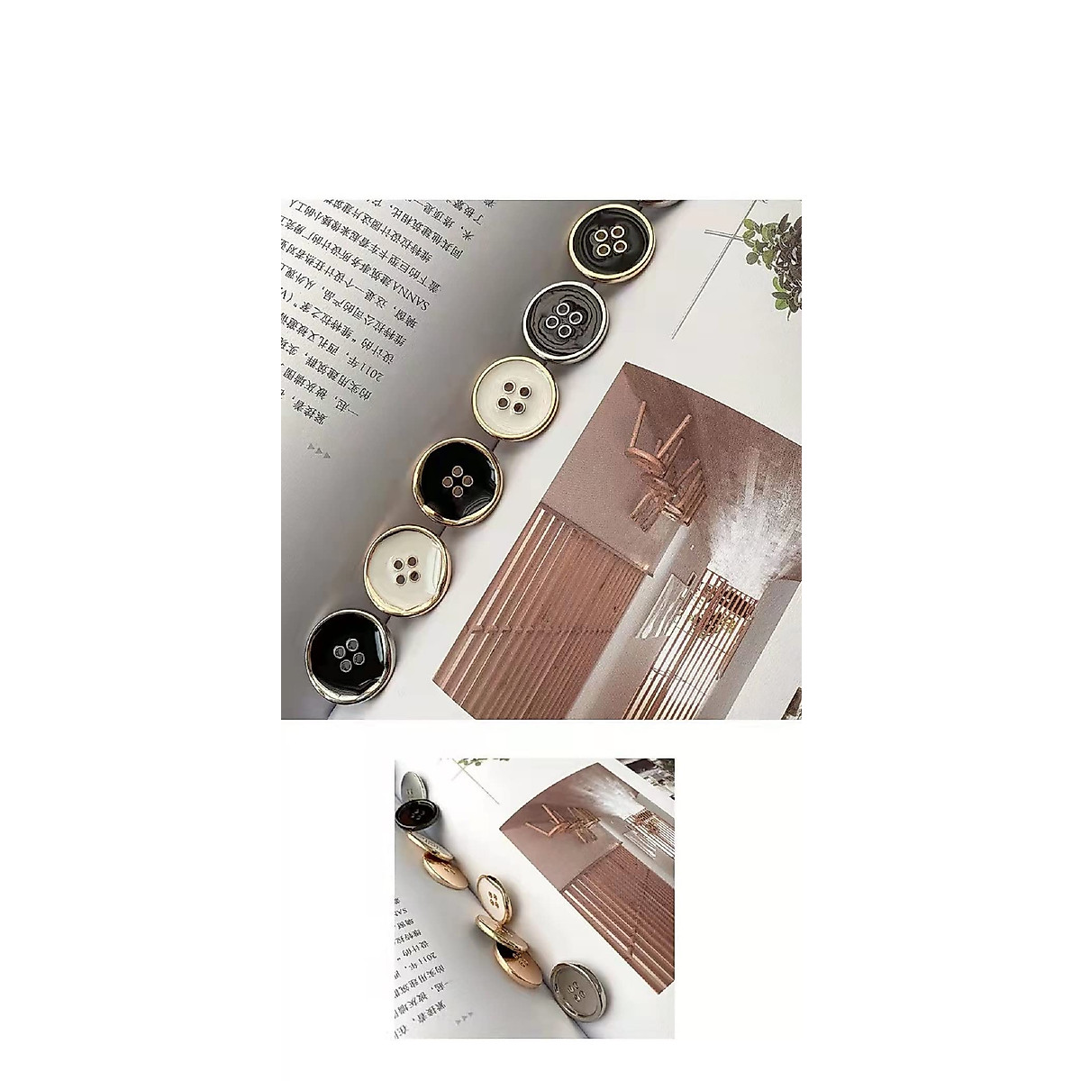 12PCS Four-Eye Metal Button Suit Buttons Crafts Button Decorative Buttons for Sewing DIY (10mm, Gold)