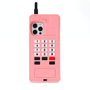 Lubiogio Retro Phone Case for iPhone 14 Pro Max,3D Cute Cartoon Kawaii Retro Classic Stand Phone Shape Kids Girls Women Soft Silicone Rubber Case for iPhone 14 Pro Max 6.7 inch 2022(Retro Phone Pink)