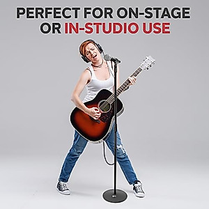 Pyle Universal Microphone Stand - M-6 Mic Holder USA Standard Adapter and Height Adjustable from 31.5” to 60” Inch High w/ Pivotable Gooseneck Mount - Heavy Duty Clutch Tension Knob PMKS32