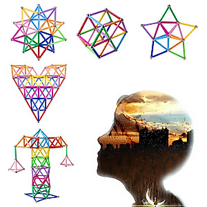 Veatree 308Pcs Magnetic Building Sticks Blocks Toys, Magnet Educational Toys STEM Toys for Kids and Adult, 3D Non-Toxic Building Toy with Storage Bag