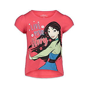 Princess Mulan Tiana Rapunzel Moana Big Girls 4 Pack T-Shirts 14-16