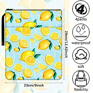 4 Pcs Book Sleeve for Book Lovers Orange Lemon Watermelon Strawberry Print Book Sleeve with Zipper Fruit Book Protector Pouch Washable Fabric Book Covers Paperback Book Pouch for Teen Adult Girls Gift