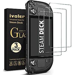 ivoler [3-Pack] Screen Protector Tempered Glass for Steam Deck 7''2022[New Version], Transparent HD Clear Anti-Scratch Screen Protector Compatible with Steam Deck[Updated Version]