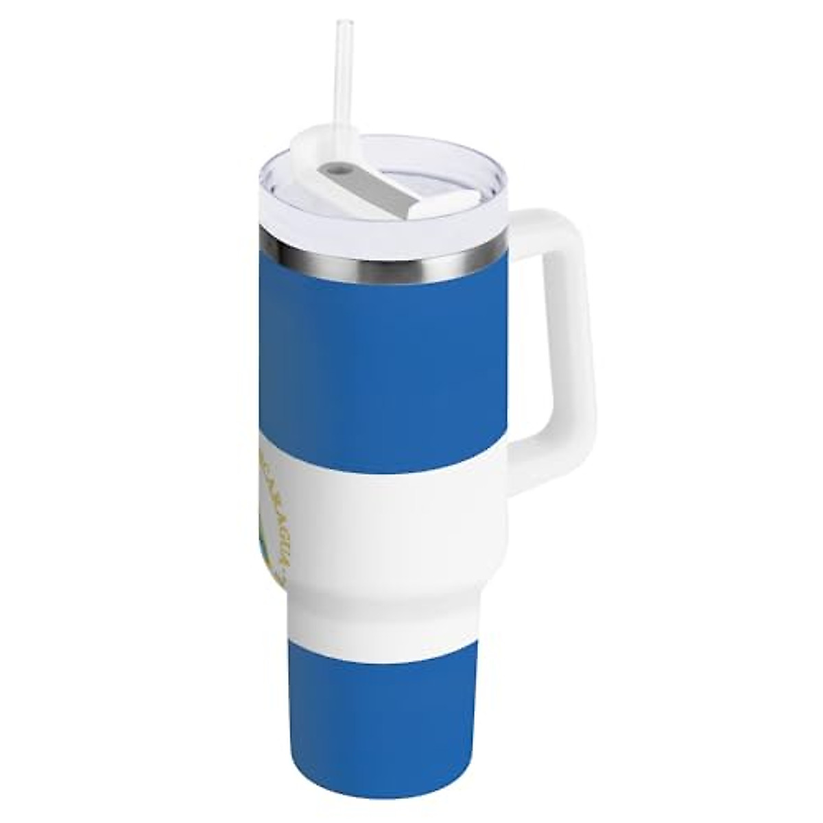 ODAWA 40oz Spill Proof Tumbler with Straw, Nicaragua Flag Double Insulated Tumblers with Handle and Straw Fall Insulated Tumbler