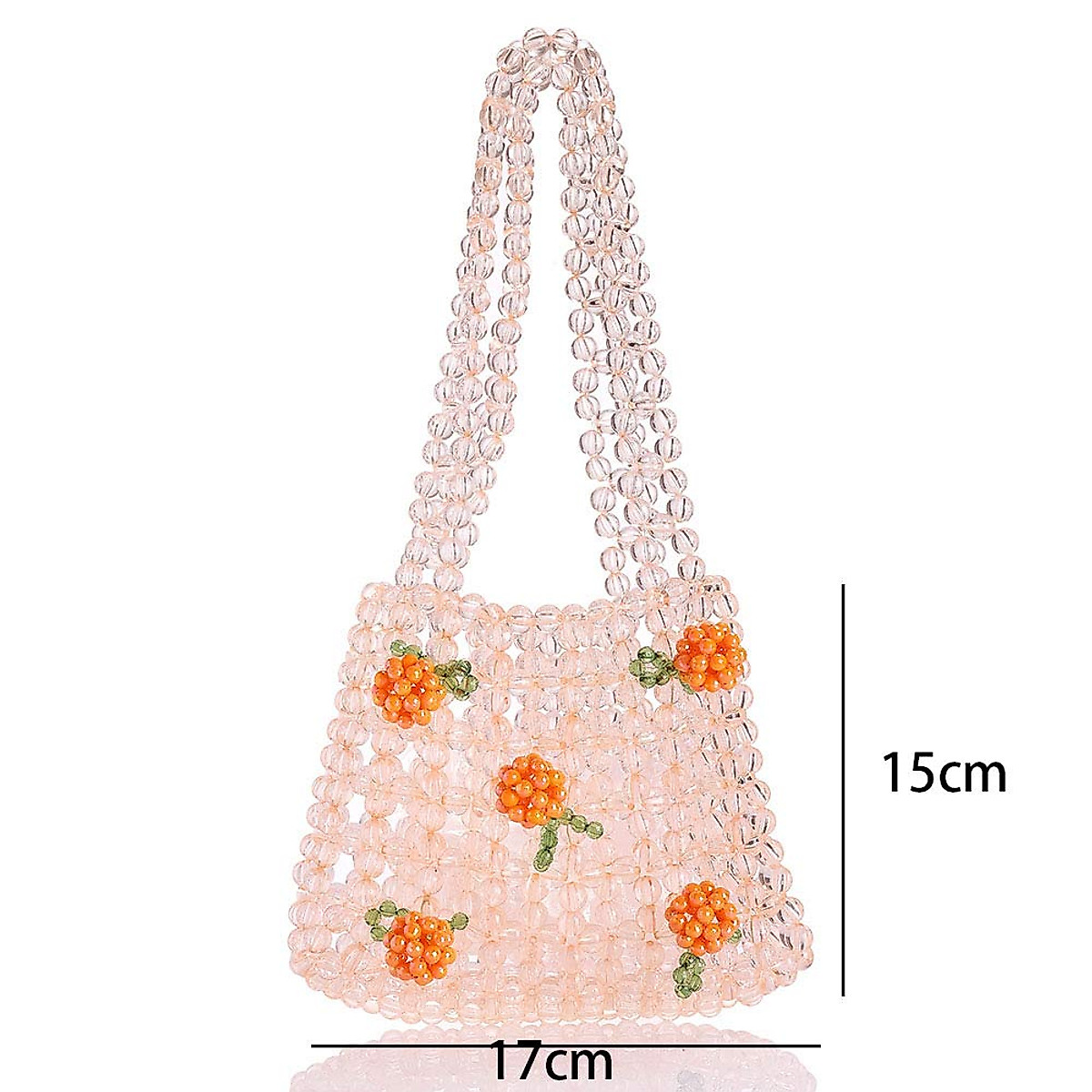 Abvokury YIFEI Women Orange Colored Transparent Flower Beaded Acrylic Shoulderbag Evening Bags for Wedding Party