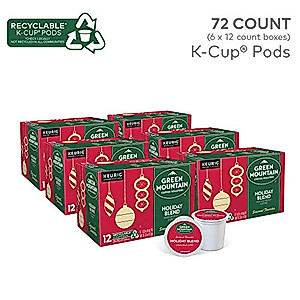 Green Mountain Coffee Roasters Holiday Blend, Single-Serve Keurig K-Cup Pods, Medium Roast Coffee, 12 count (Pack of 6)