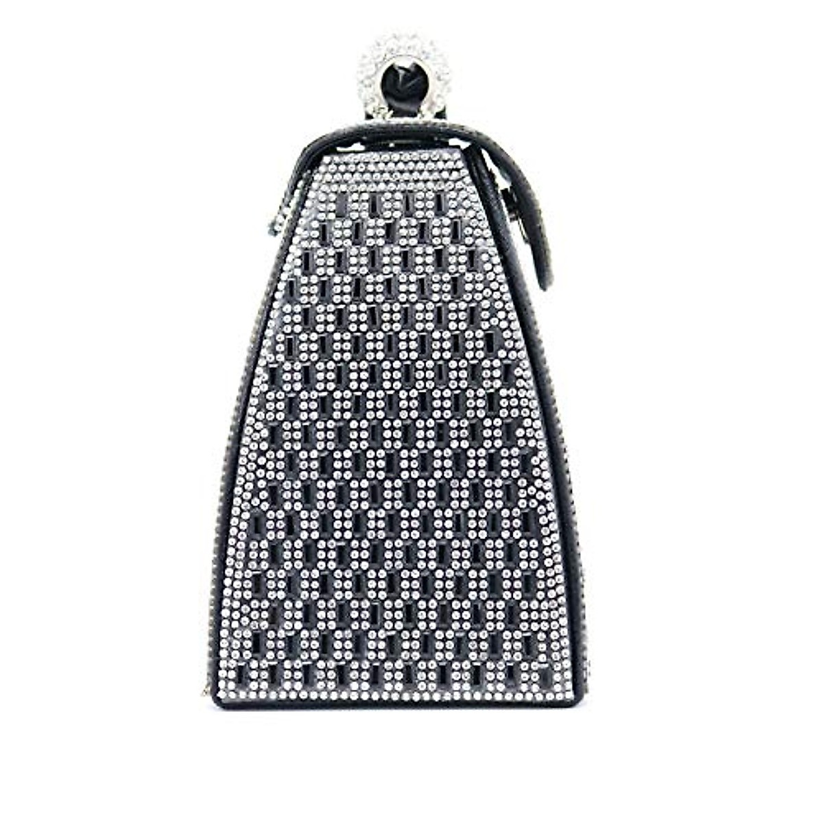 allx Full Rhinestone Fashion Evening Bag Triangle Women (black silver)