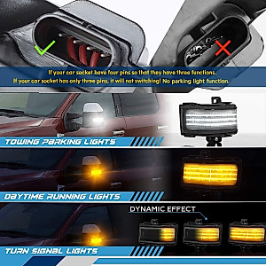 Gempro LED Side Mirror Marker Lights Switchback & Sequential Turn Signal Lamps Smoked Towing Mirror Replacement for 2017-2021 Ford F250 F350 F450 Super Duty, 2 Packs