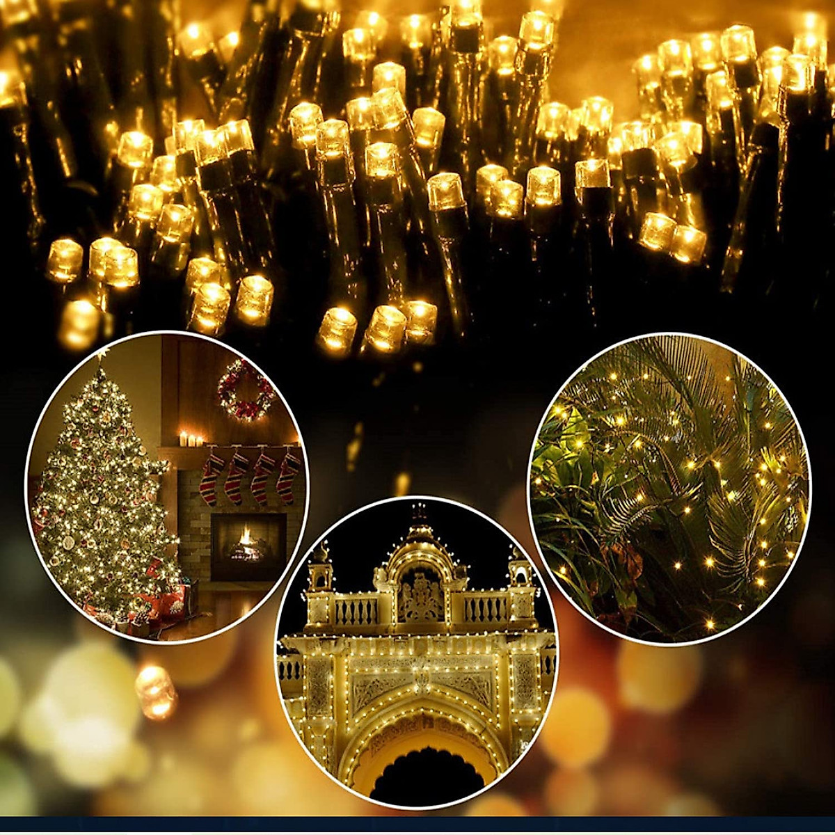 XJOYOTU 2 Pack Solar String Lights, Warm White 8 Lighting Modes, Waterproof Solar String Lights Outdoor Powered Patio Lights for Garden Yard Party, Decoration (4 Style)