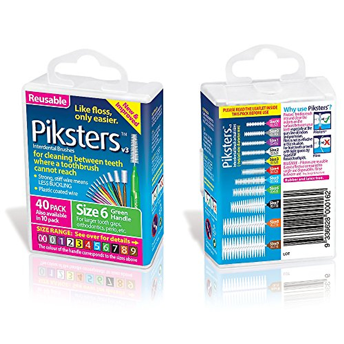 Piksters Interdental Brushes (40 Pack, Size 6 (Green))