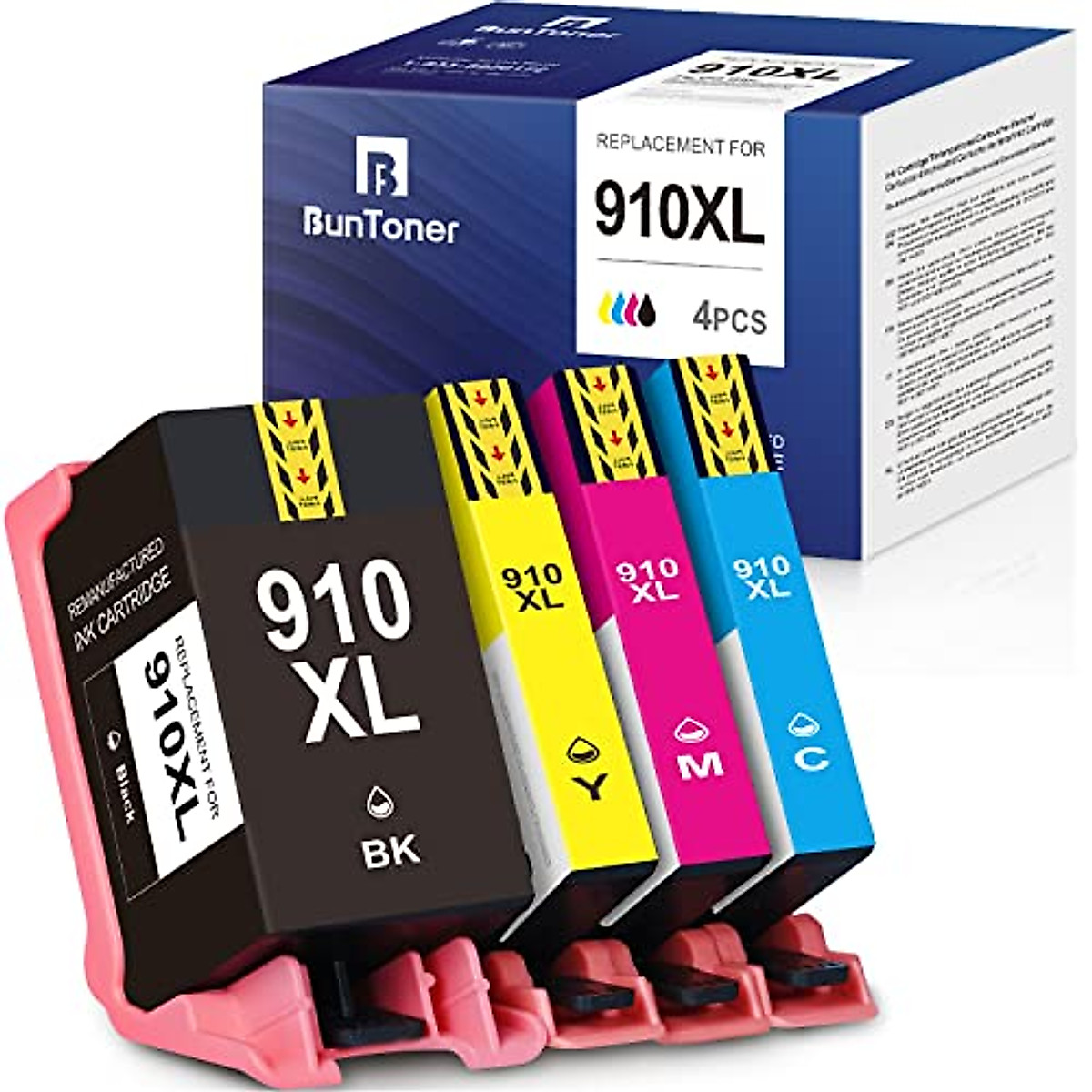 BUNTONER 910XL Ink Cartridges Replacement for HP 910 XL 910XL Ink Cartridges Combo Pack 3YL65AN 3YL62AN 3YL63AN 3YL64AN for OfficeJet 8025 8035 8028 8022 8020 8034 Printer(4 Pack)