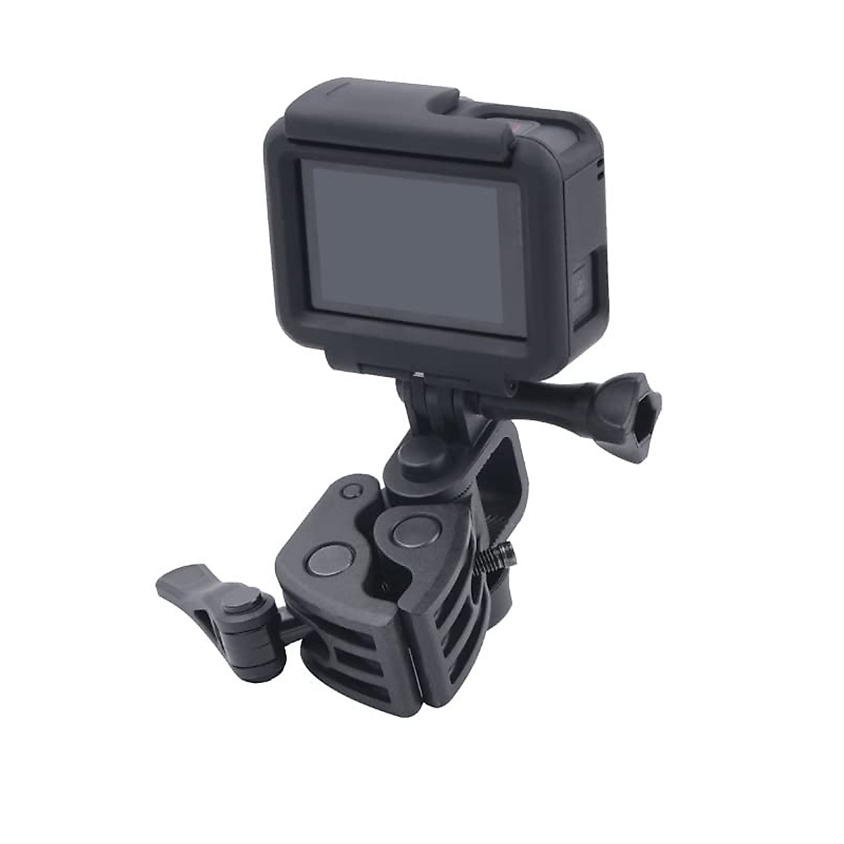 Lupholue Easy-Mounted Gun/Rod/Bow Camera Clamp Mount Fishing Pole Clamp with Front & Rear Camera Mounts for GoPro Hero 10, 9, 8, 7, (2018), 6 5, Hero Black, Session, Xiaomi Yi, SJCAM, Campark