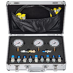 VEVOR Hydraulic Pressure Test Kit, 25/40/60Mpa/11Couplings, Excavator Parts Hydraulic Tester Coupling Hydraulic Pressure Gauge Kit for Excavator Construction Machinery