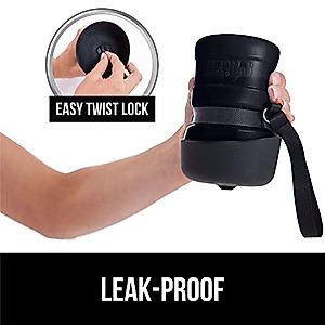 Gorilla Grip Leak Proof Portable Dog Water Bottle, 20oz, Multifunction Design with Bowl Cap, Food Grade Silicone, Dogs Drink Dispenser, for Puppy Walks, Traveling, Hiking, Keep Pets Hydrated, Black