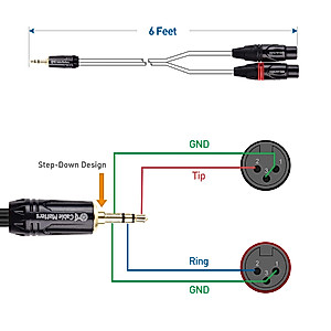Cable Matters 3.5mm 1/8 Inch TRS to 2 XLR Cable 6 ft, Male to Female Aux to Dual XLR Breakout Cable