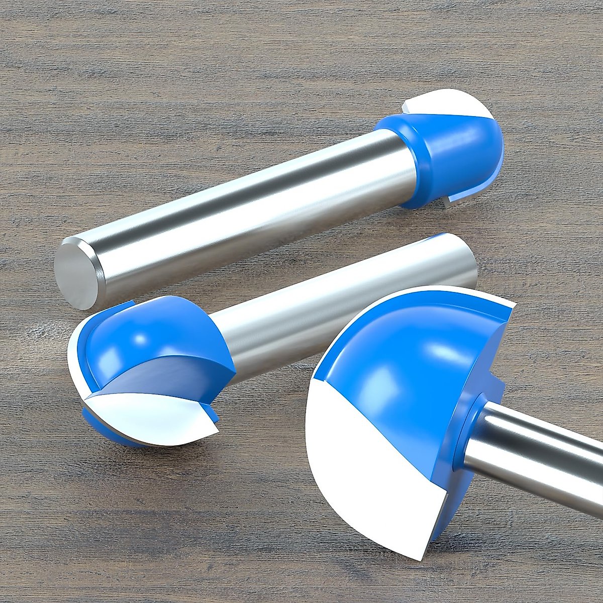 Helovmine 1/4 Inch Shank Round Nose Cove Core Box Router Bit Set Solid Carbide Double Flute Round Nose Router Bit 1/4" 5/16" 3/8" 1/2" 5/8" 3/4" 7/8" 1" Cutting Diameter Woodworking CNC Tools