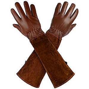 Lalafancy Thorn Proof Gardening Gloves for Women & Men, Rose Pruning Gloves Long Forearm Protection Gauntlet, Cowhide Leather Work Garden Gloves for Roses Thorns