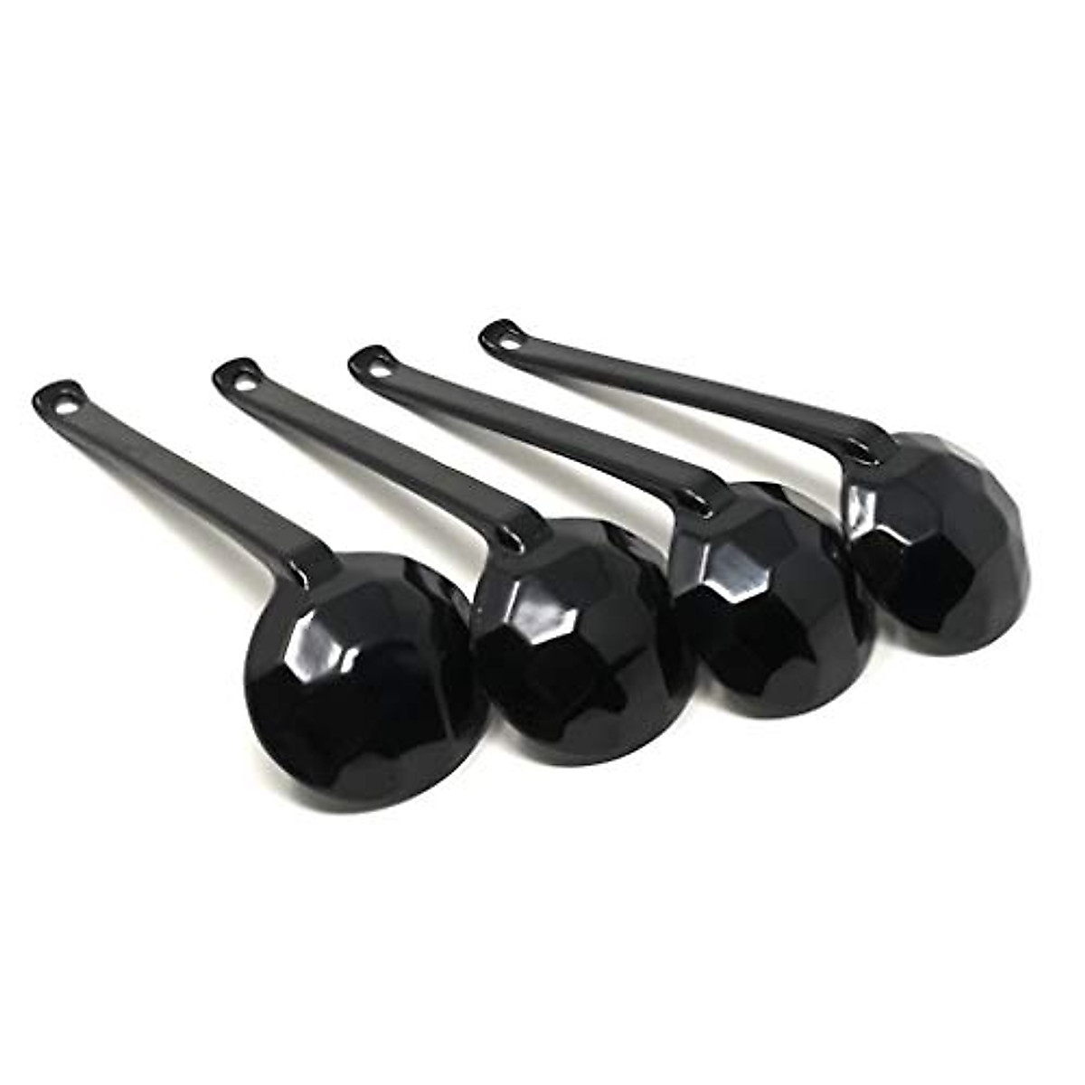 ASIAN HOME Black Melamine Japanese Long Handle Spoons for Ramen, Soup, Hot Pot Eating, Mixing, Stirring 8.25 Inches (4 spoons)