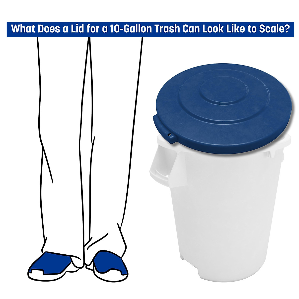 SPARTA Bronco Trash Can Lid, Round Waste Container Cover, Polyethylene, 10 Gallons, Blue, (Pack of 6)