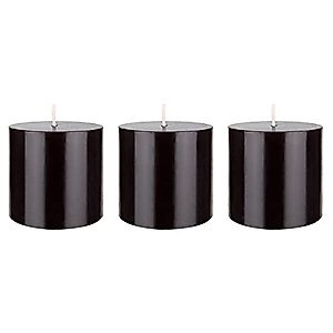 Mega Candles 3 pcs Unscented Black Round Pillar Candle, Hand Poured Premium Wax Candles 3 Inch x 3 Inch, Home Décor, Wedding Receptions, Baby Showers, Birthdays, Celebrations, Party Favors & More