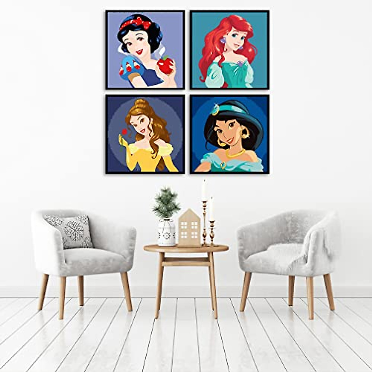 cupmod 4 Pack Cartoon Character Paint by Number for Kids Ages 4-8,Easy Acrylic Paint by Number for Kids On Canvas,Oil Painting Paint by Number Kits Gift for Kids(Framed)