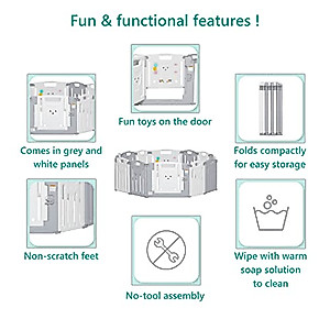 Dream On Me 14 Panel Oasis Play Center, Play Pen, Playard in Grey and White
