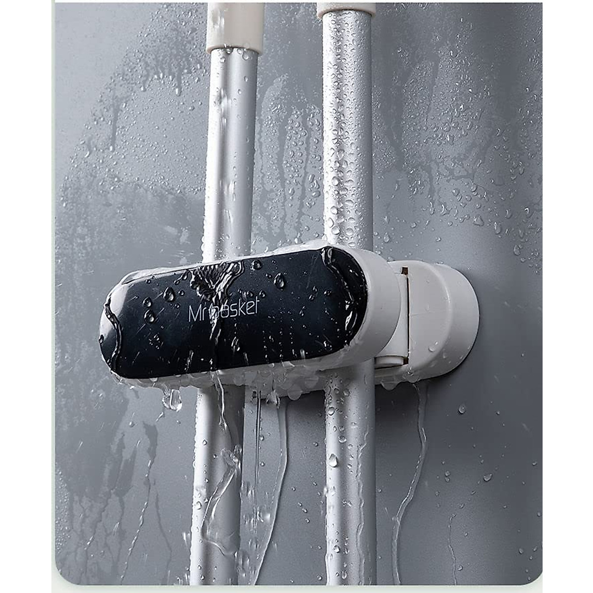 Mop and Broom Holder,Broom and Dustpan Hanger Holder Wall Mount Waterproof Heavy Duty Self Adhesive Gripper No-Drilling,Space Saver Tool Organizers For Kitchen,Garage,Bathroom,Laundry Room (Black)