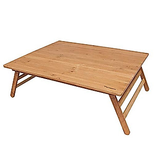 Time Concept Vacances Foldable Bamboo Table - L 20" x W 24" x H 9" - Wooden Picnic Furniture, Portable Dining Use