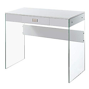 Convenience Concepts SoHo 1 Drawer Glass 36 inch Desk, White