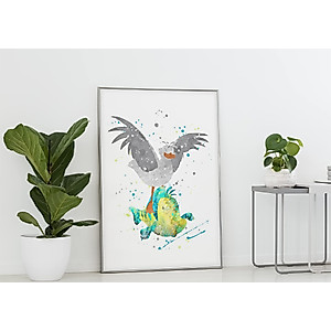 Scuttle and Flounder Print, Watercolor, Nursery Wall Poster, Holiday Gift, Kids and Children Artworks, Digital Illustration Art