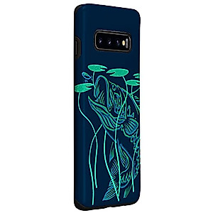 Galaxy S10 Bass Fishing Bass Rising Lilly Pad Largemouth Bass Bluegreen Case