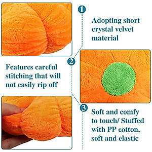 4 Pieces Stuffed Pumpkin Fluffy Pumpkin Plush Toy Thanksgiving Halloween Pumpkins Decorative Couch Throw Pillow Pumpkin Toys Gift for Kids Toddlers Babies Orange