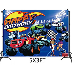 106 Pcs Monster Machine Party Decorations ,Monster truck Party Supplies Set Including Monster Truck Themed Photo Backdrop and Balloons for Kid Birthday Party Decorations
