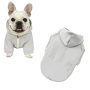 meioro Dog Hoodies Soft and Warm Dogs Tee Shirt, Winter Pet Sweater with Pocket Zipper Cat Clothing Suitable for Small and Medium Pets Dog Coat Dog Jacket Dogs Clothes (XX-Large, Grey)