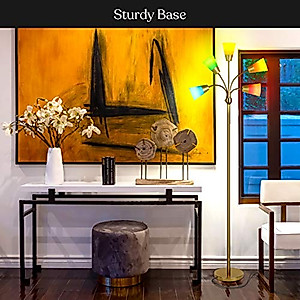 Brightech Medusa Modern LED Floor Lamp – Multi Head Dimmable Floor Lamp for Living Rooms & Offices – Tall Lamp with Interchangeable Shade, Standing Lamp with 5 LED Bulbs for Hobbies - Brass