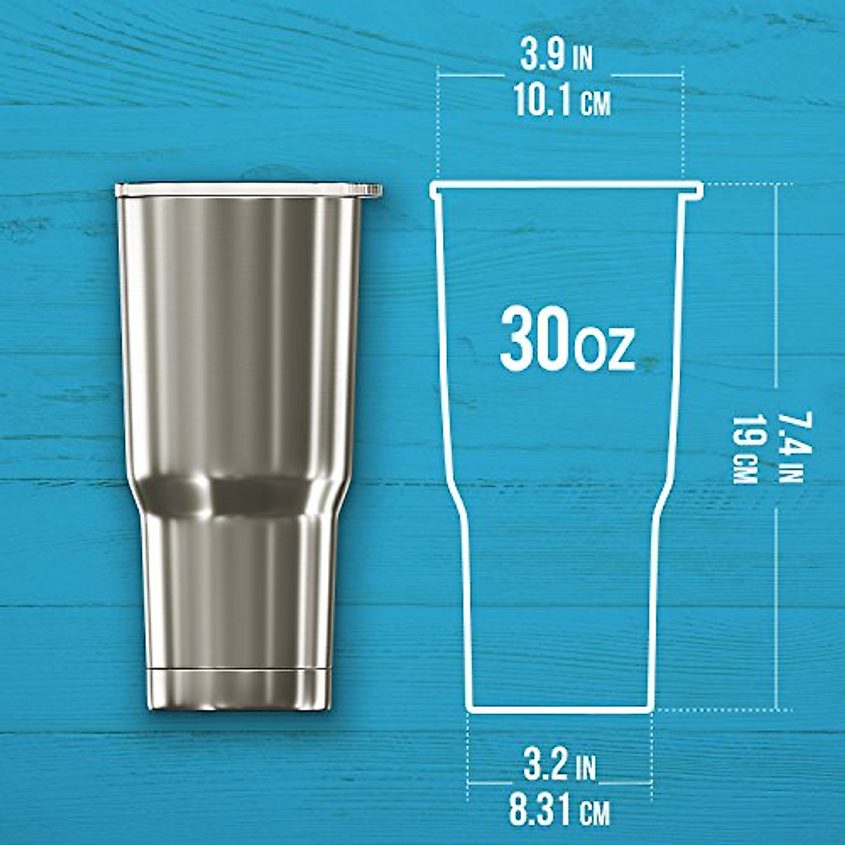 BluePeak Double Wall Vacuum Stainless Steel Insulated Tumblers Set, 2-Pack - Includes 2 Sipping Lids, 2 Spill-Proof Sliding Lids, 2 Straws, 1 Cleaning Brush & Gift Box (30 oz, Silver)