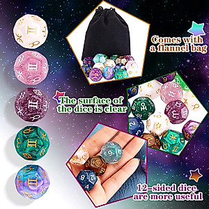 5 Sets Astrological Dice Constellation Dice 12-Sided Astrology Dice Astrology Tarot Constellation Divination Dice for Constellation Divination Tarot Cards Accessory Acrylic Pearl Astrological Dice