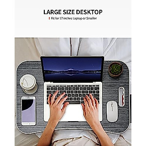 FISYOD Foldable Laptop Table, Portable Lap Desk Bed Table Tray, Laptop Stand with Cup Holder & Tablet Slot & Lifting Handle for Working Writing Drawing & Eating (Black)