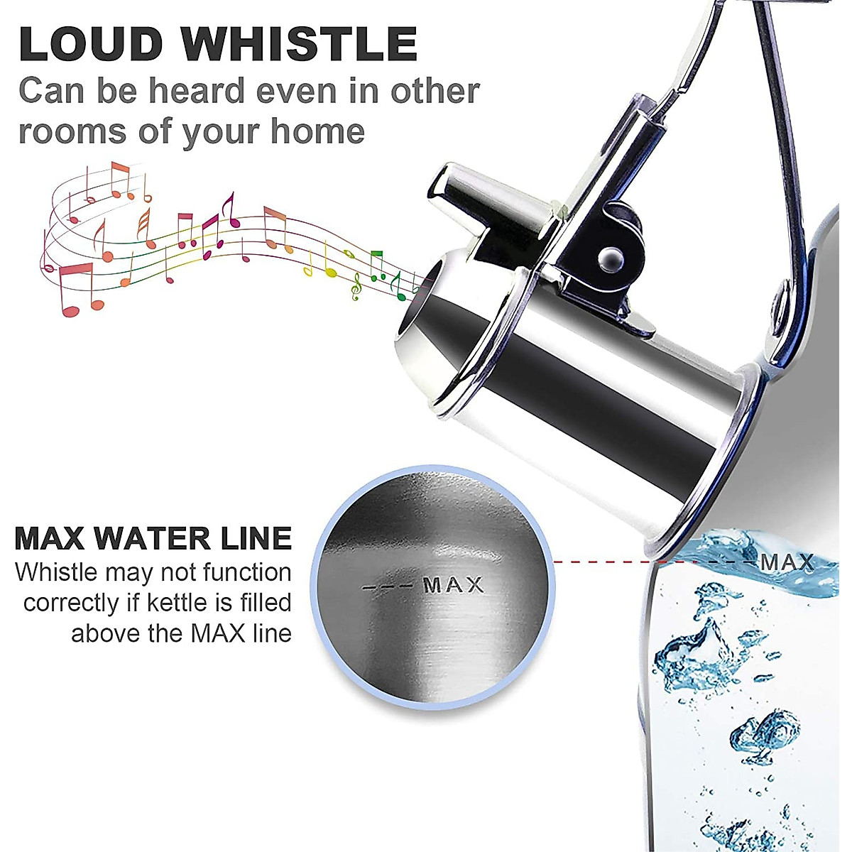 Secura Whistling Tea Kettle, 2.3 Qt Hot Water Kettle, Stainless Steel Tea Pot for Stovetops, Blue Teakettle, Tea Infuser with Silicone Handle, Silicone Trivets Mat