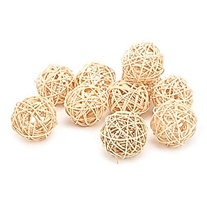 Hztyyier 10Pcs Rattan Balls, Natural Parrot Parakeet Chewing Toys Rattan Balls for Parakeet Budgie Cockatoo Hanging DIY Crafts