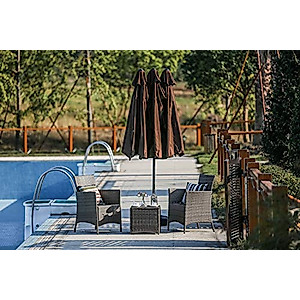 PatioFestival 15x9 ft Patio Umbrella Double-Sided Outdoor Umbrella Aluminum Garden Large Umbrella with Crank for Market,Camping,Swimming Pool(Large, Brown)