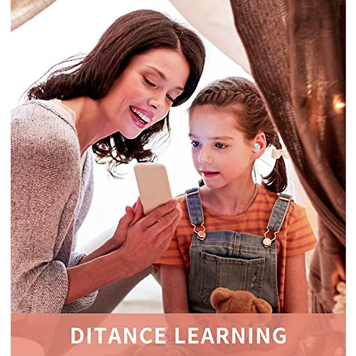 AMAFACE Pink Wireless Earbuds, Sport Bluetooth Earbuds with Microphone - Touch Control, Single/Twin Mode, Noice Cancelling for Kids Adult Small Ears(with 3 Ear Tips)