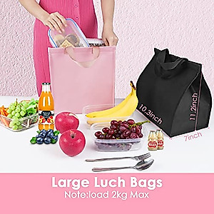 Deegotech Lunch Bag Women, 2Pack Large Insulated Lunch Box, Reusable Cooler Bags for Adult Men, Leakproof Lunch Tote Bags for Work Office Camping Picnic [Pink+Black]