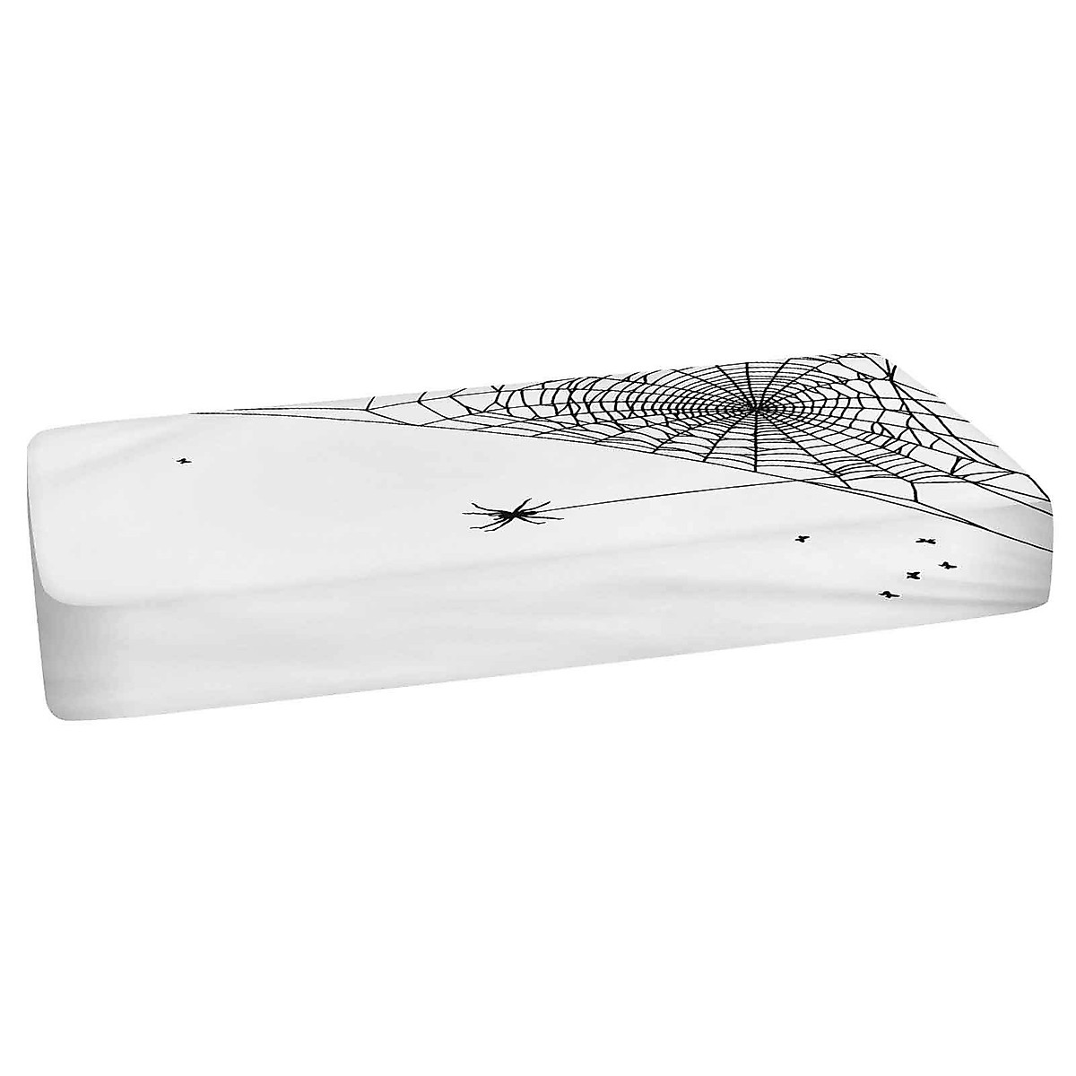 Spider Web Fitted Crib Sheet,Corner Cobweb with a Hanging Insect Hand Drawn Style Gothic Design with Flies Microfiber Silky Soft Toddler Mattress Sheet Fitted,28"x 52"x 8'',Baby Sheet for Boys Girls