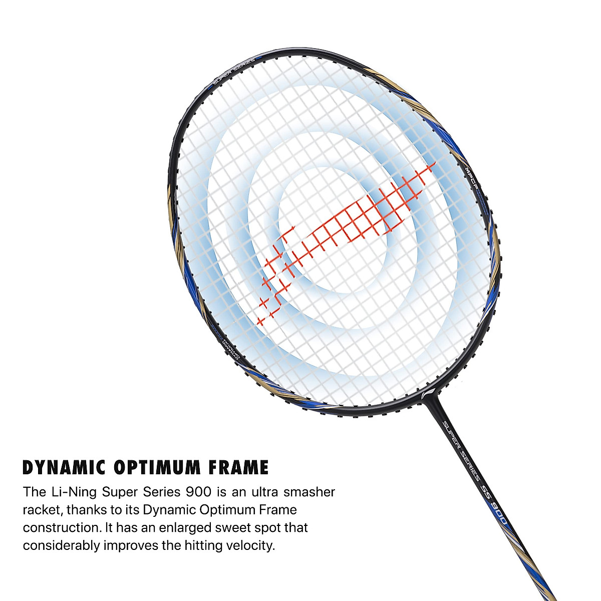 Li-Ning Carbon Fibre Super Series 900 Strung Badminton Racket with Full Cover (84 Grams, Black/Blue)