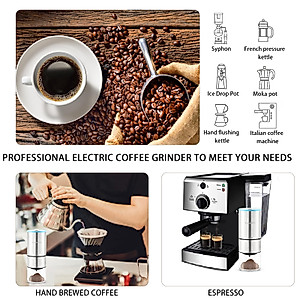 NewlukPro Coffee Grinder Electric, Portable Mini Conical Burr Mill, Stainless Steel Compact Cafe Grind with Precise Adjustable Settings,Automatic Coffee Bean Grinding for Drip Espresso PourOver