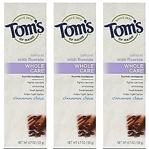Tom's of Maine Natural Whole Care Toothpaste with Fluoride, Cinnamon Clove, 3 Count