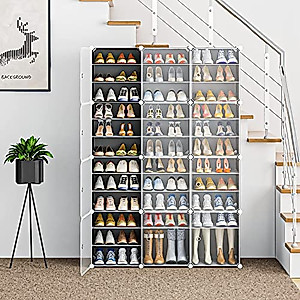 Aeitc Shoe Rack Organizer Shoe Storage Cabinet Narrow Standing Stackable Space Saver (72 Pairs, Grey)