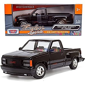 Motormax 1992 GMC Sierra GT Pickup Truck 1/24 Diecast Model Car Black 73204