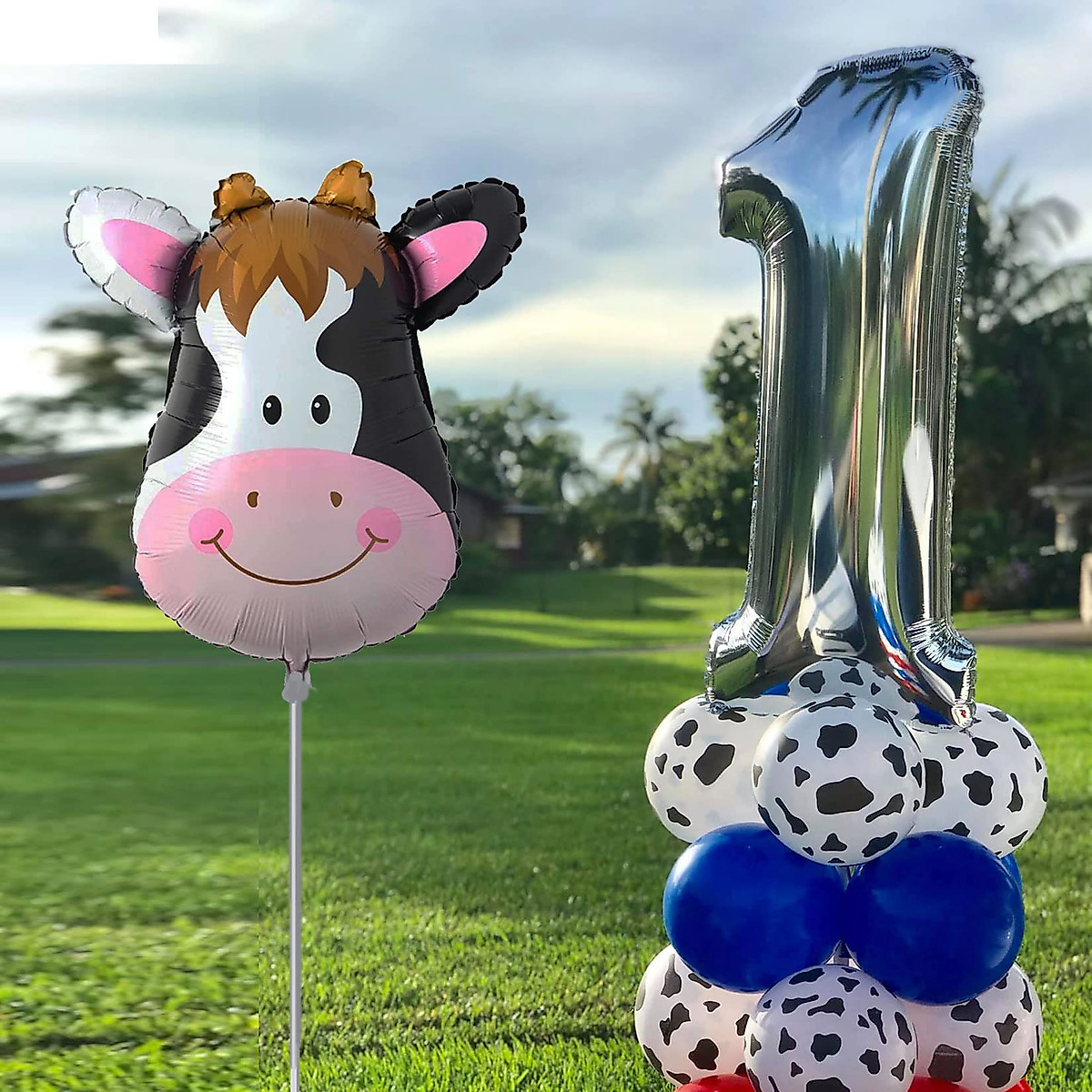 Cow Balloons 26pcs Cow Print Balloon Giant Cow Shape Mylar Foil Balloon Set For Western Cowboy Farm Animal Ballons Globos Vaca Cow Themed Party Decorations Baby Shower Girl Boy 1st Birthday Supplies